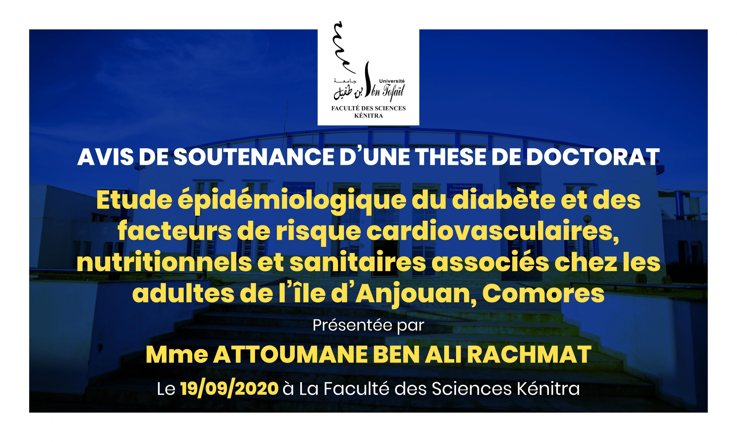 Avis de soutenance d’une thèse de doctorat (Mme ATTOUMANE BEN ALI ...