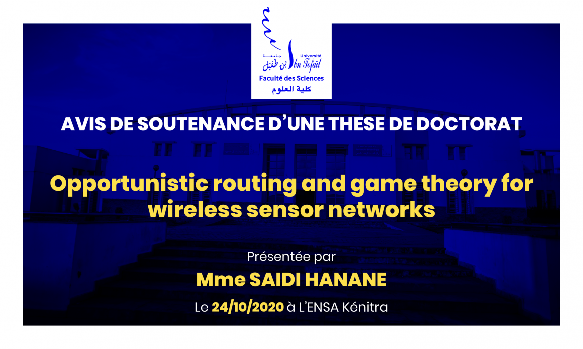 Avis de soutenance d’une thèse de doctorat (Mme SAIDI HANANE) | Faculté ...