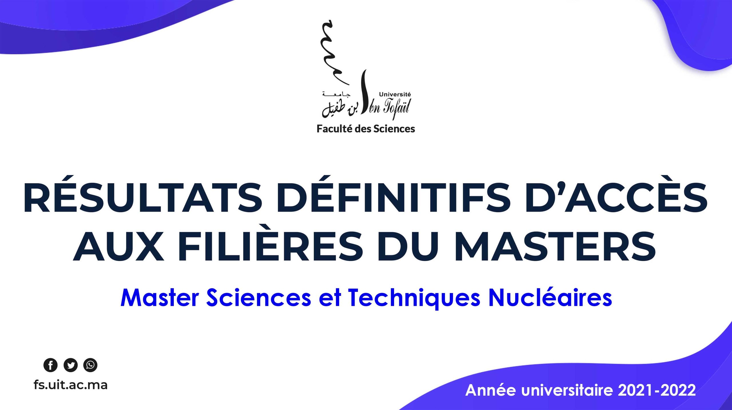 Résultats définitifs d’accès au Master Sciences et Techniques ...