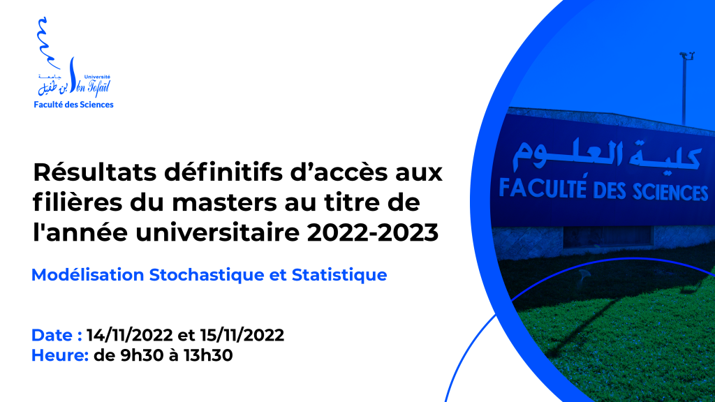 Résultats définitifs d’accès au Master Modélisation Stochastique et Statistique | Faculté des ...