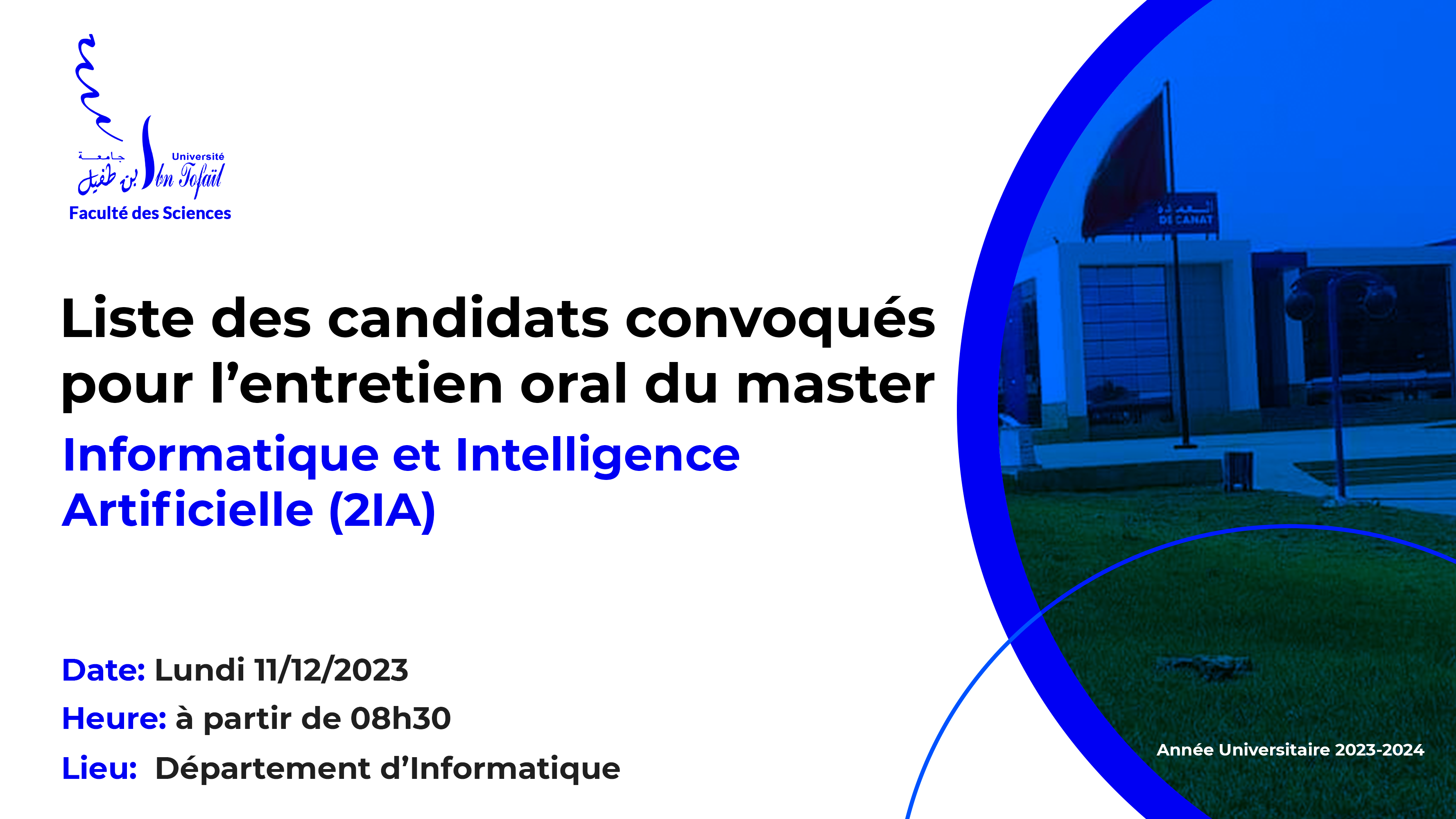 Liste des candidats convoqués pour l’entretien oral du Master ...