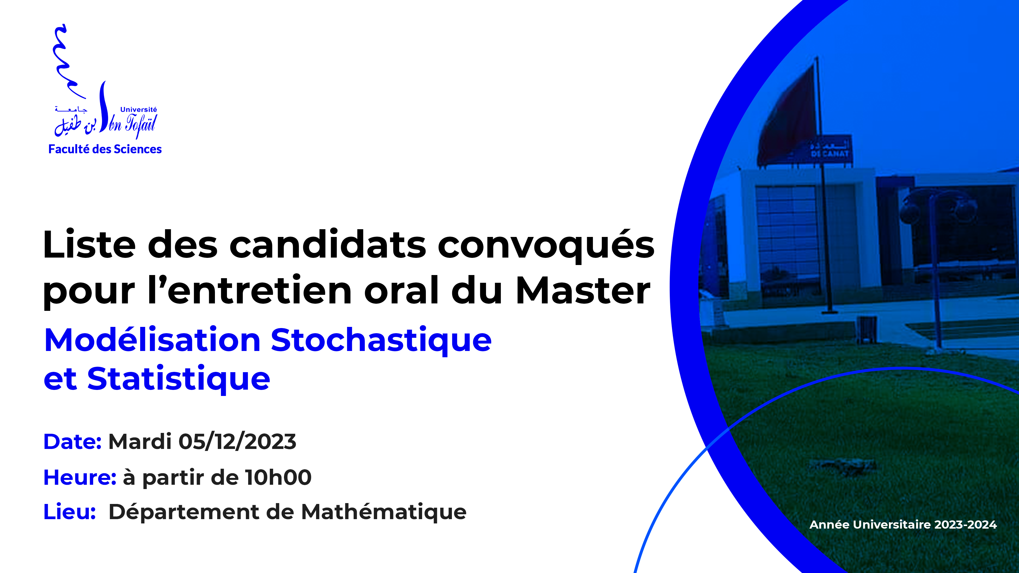 Liste des candidats convoqués pour l’entretien oral du Master ...