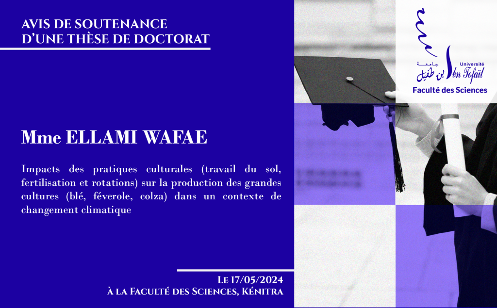 Avis de soutenance d’une thèse de doctorat (Mme SELLAMI WAFAE ...