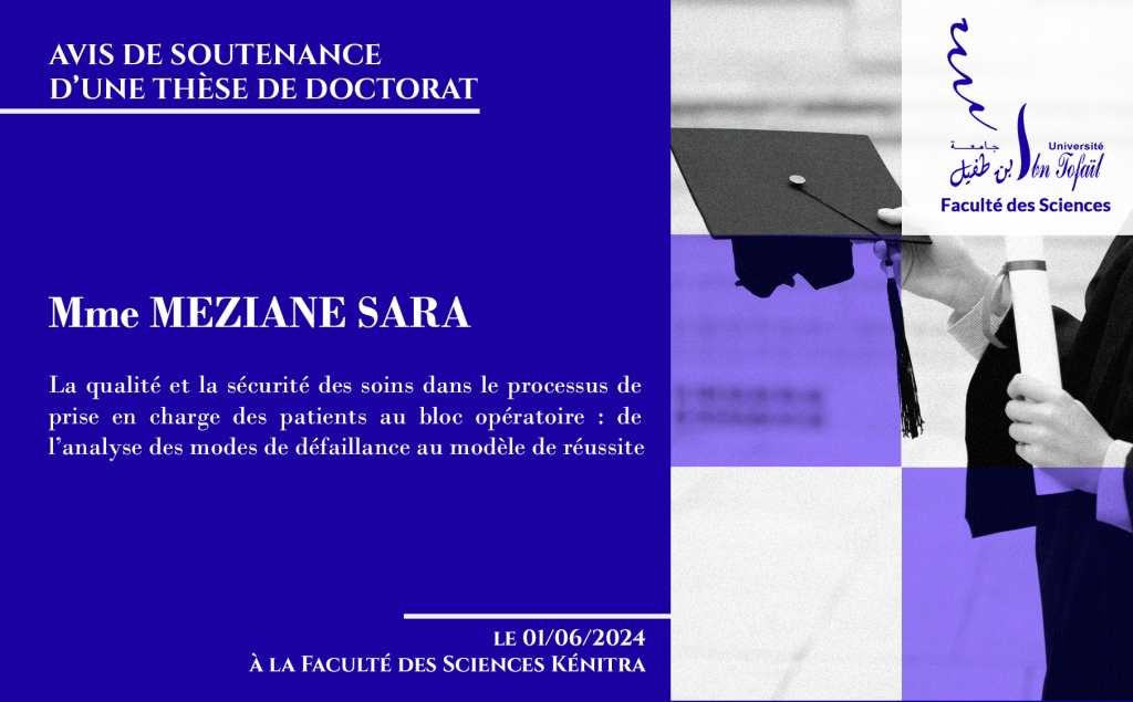 Avis de soutenance d’une thèse de doctorat (Mme MEZIANE SARA) | Faculté ...